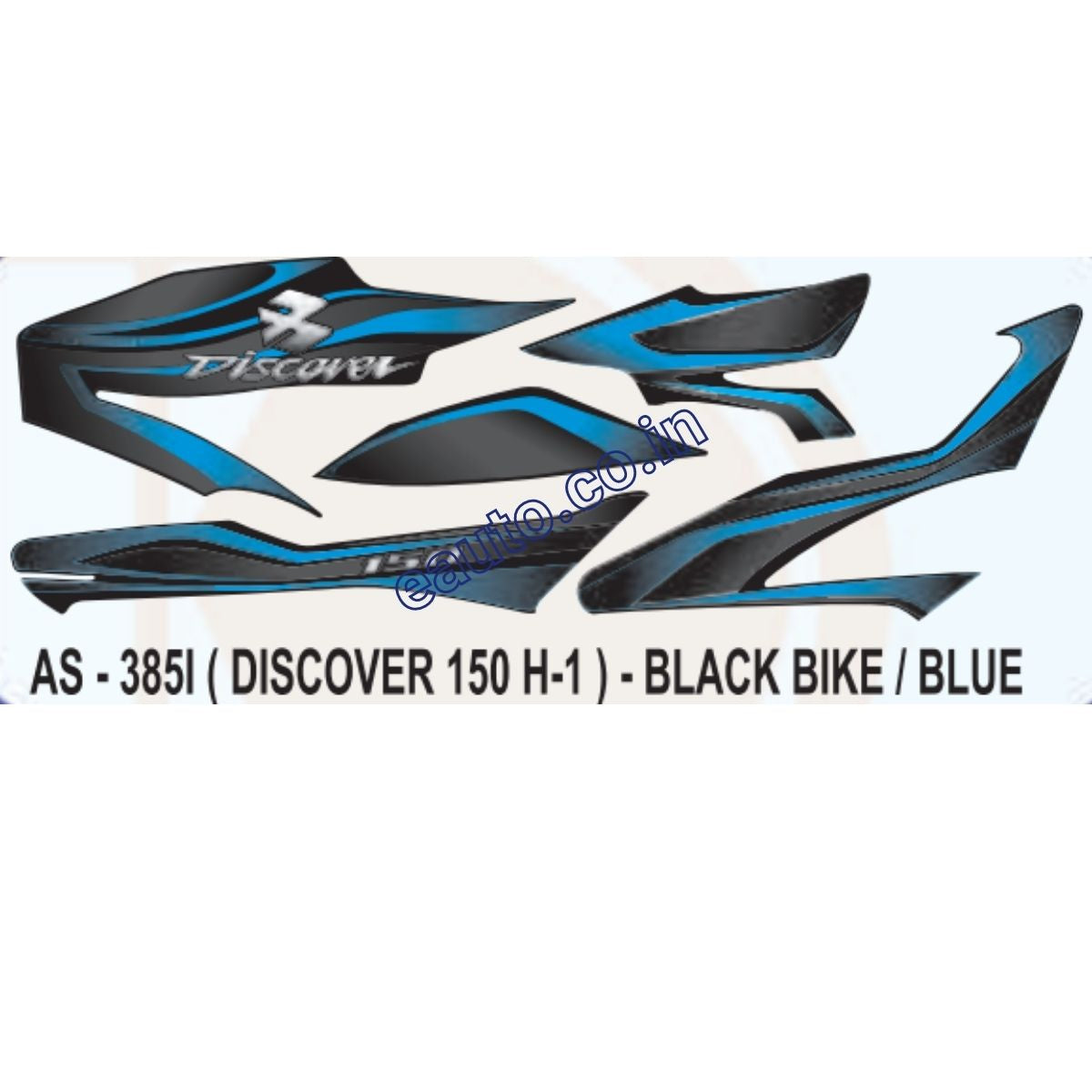 Graphics Sticker Set for Bajaj Discover 150 | H1 | Black Vehicle | Blu
