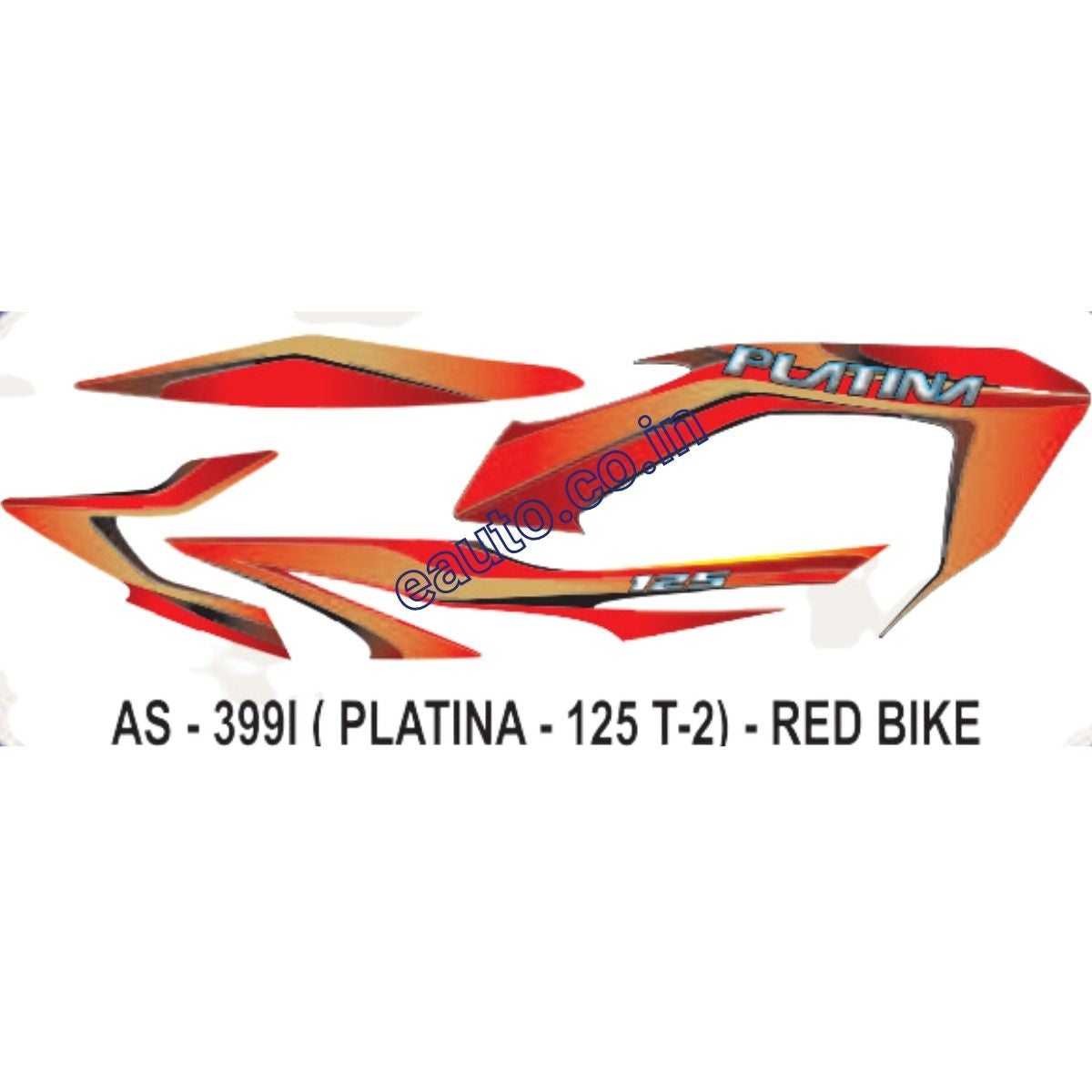 Graphics Sticker Set for Bajaj Platina 125 | Type 2 | Red Vehicle | Bo