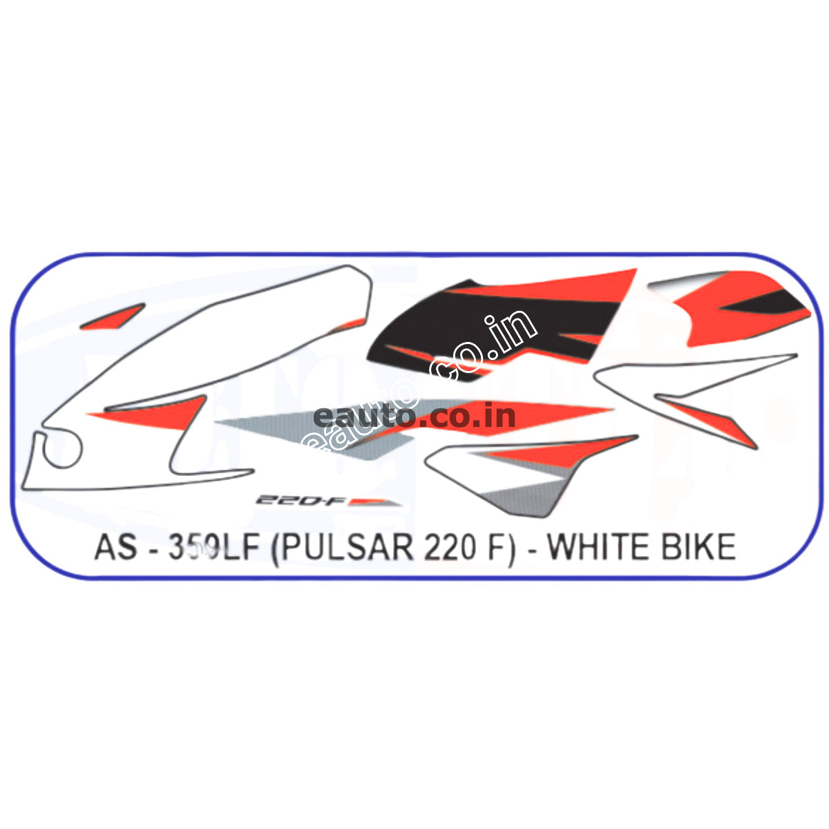 Graphics Sticker Set for Bajaj Pulsar 220 F | White Vehicle | Both Sid