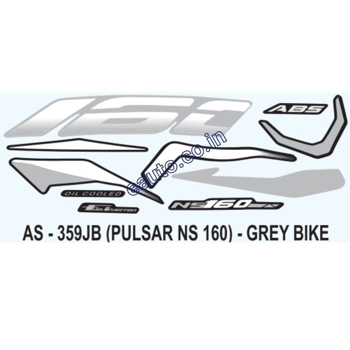 Graphics Sticker Set for Bajaj Pulsar NS 160 | ABS | Grey Vehicle | Bo