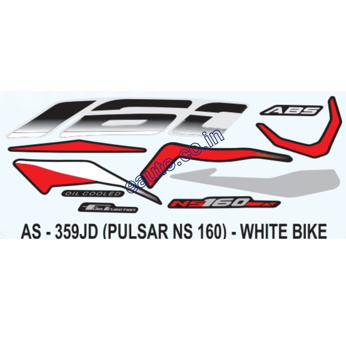 Graphics Sticker Set for Bajaj Pulsar NS 160 | ABS | White Vehicle | B