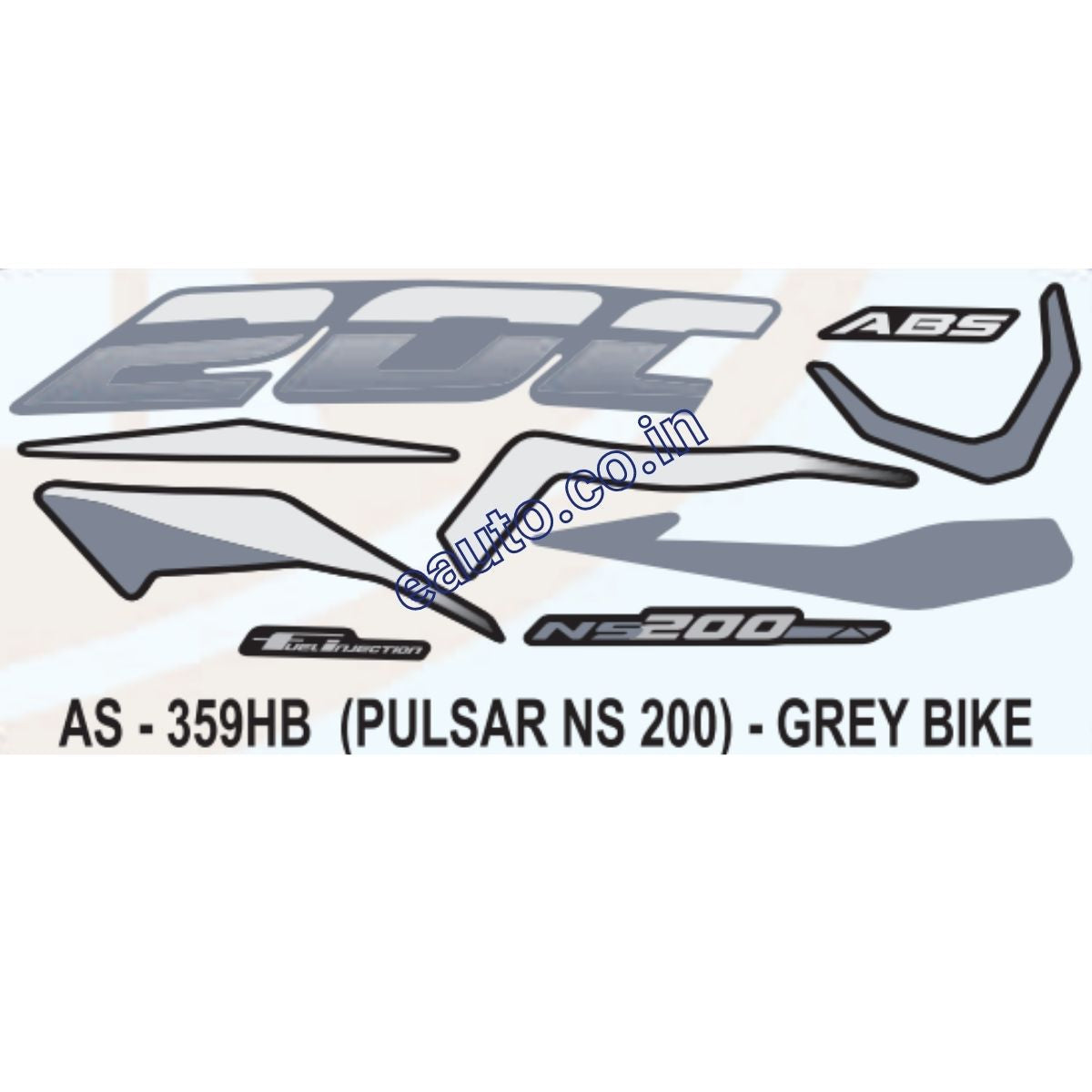 Graphics Sticker Set for Bajaj Pulsar NS 200 | ABS | Grey Vehicle | Bo