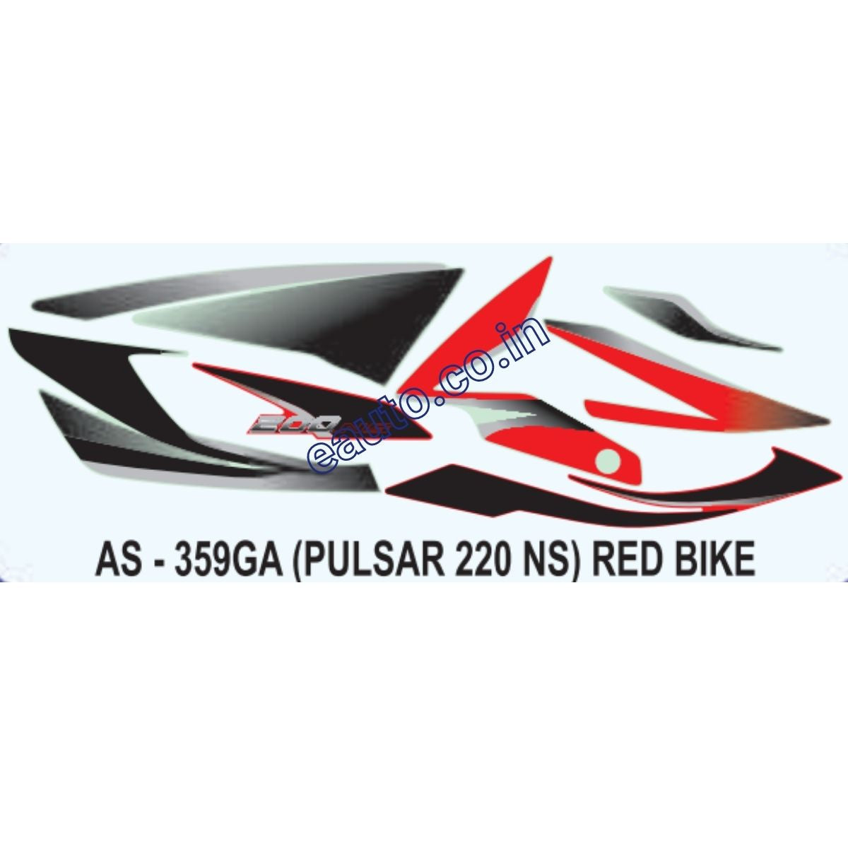 Graphics Sticker Set for Bajaj Pulsar NS 220 | Red Vehicle | Both Side