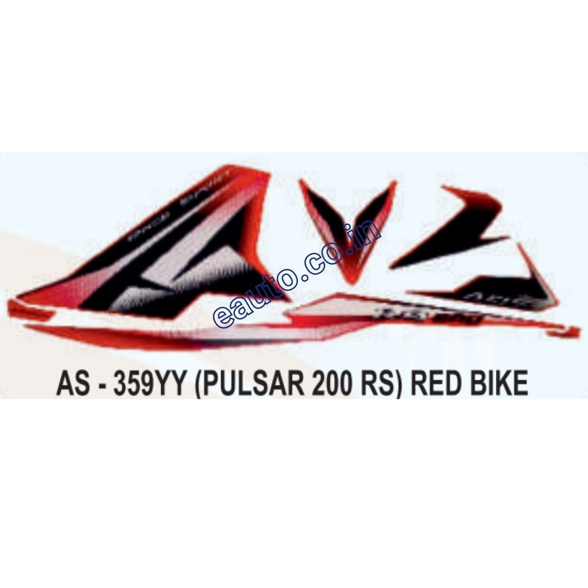 Graphics Sticker Set for Bajaj Pulsar RS 200 | Red Vehicle | Both Side