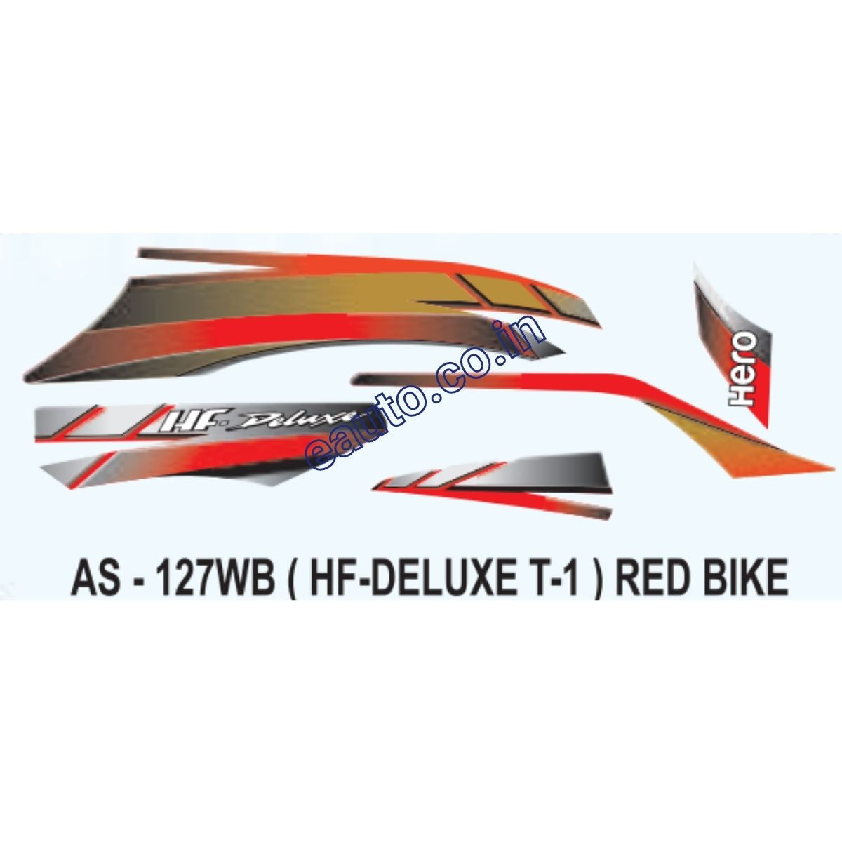 Graphics Sticker Set for Hero HF Deluxe | Type 1 | Red Vehicle | Both