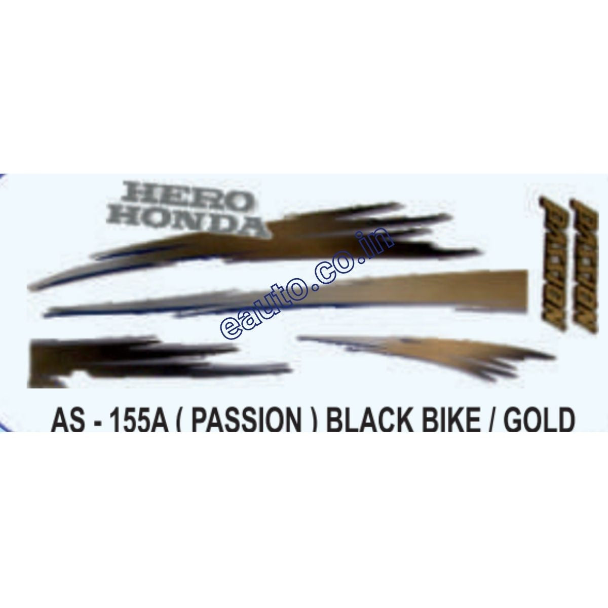 Graphics Sticker Set for Hero Honda Passion | Black Vehicle | Gold Sti