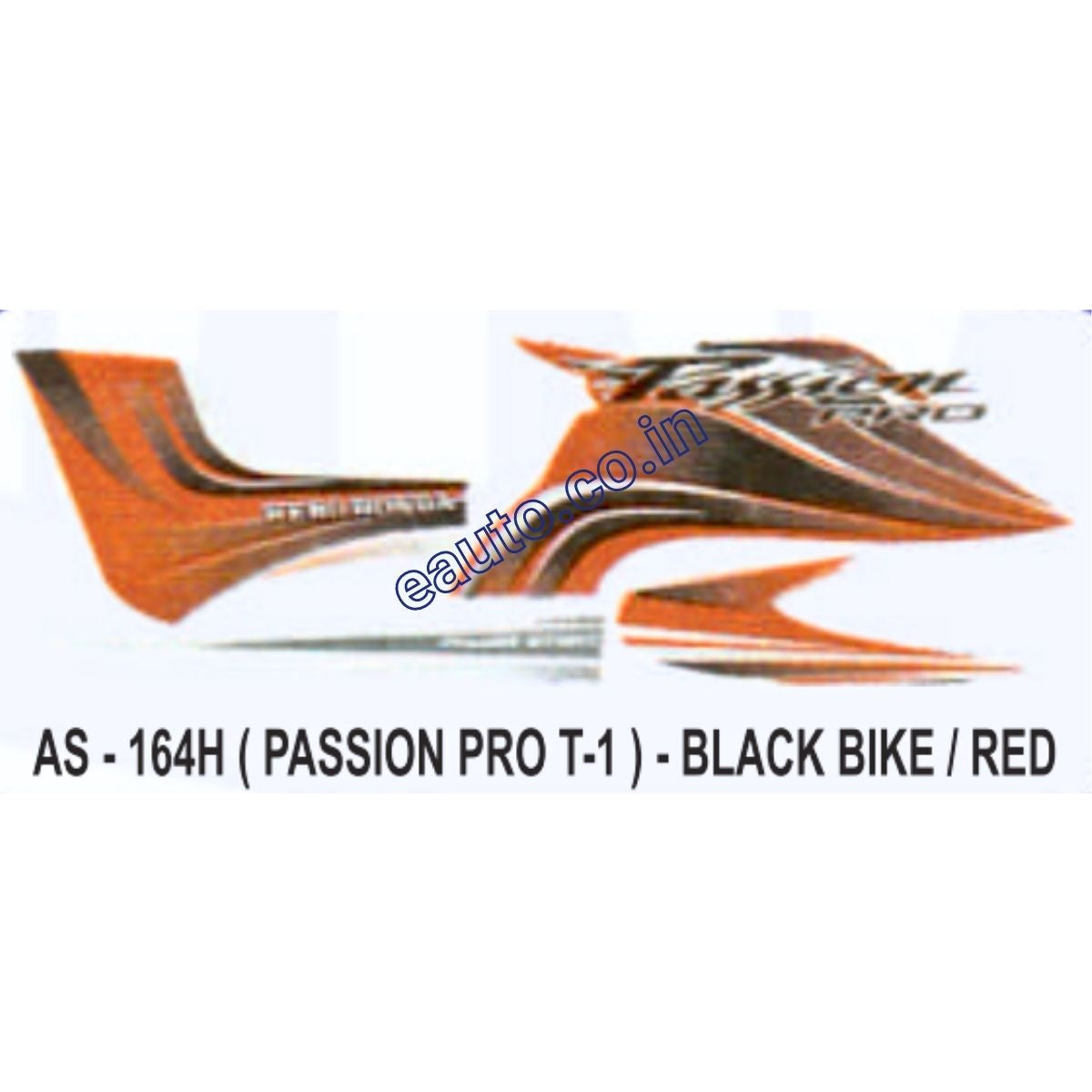 Graphics Sticker Set for Hero Honda Passion Pro | Type 1 | Black Vehic
