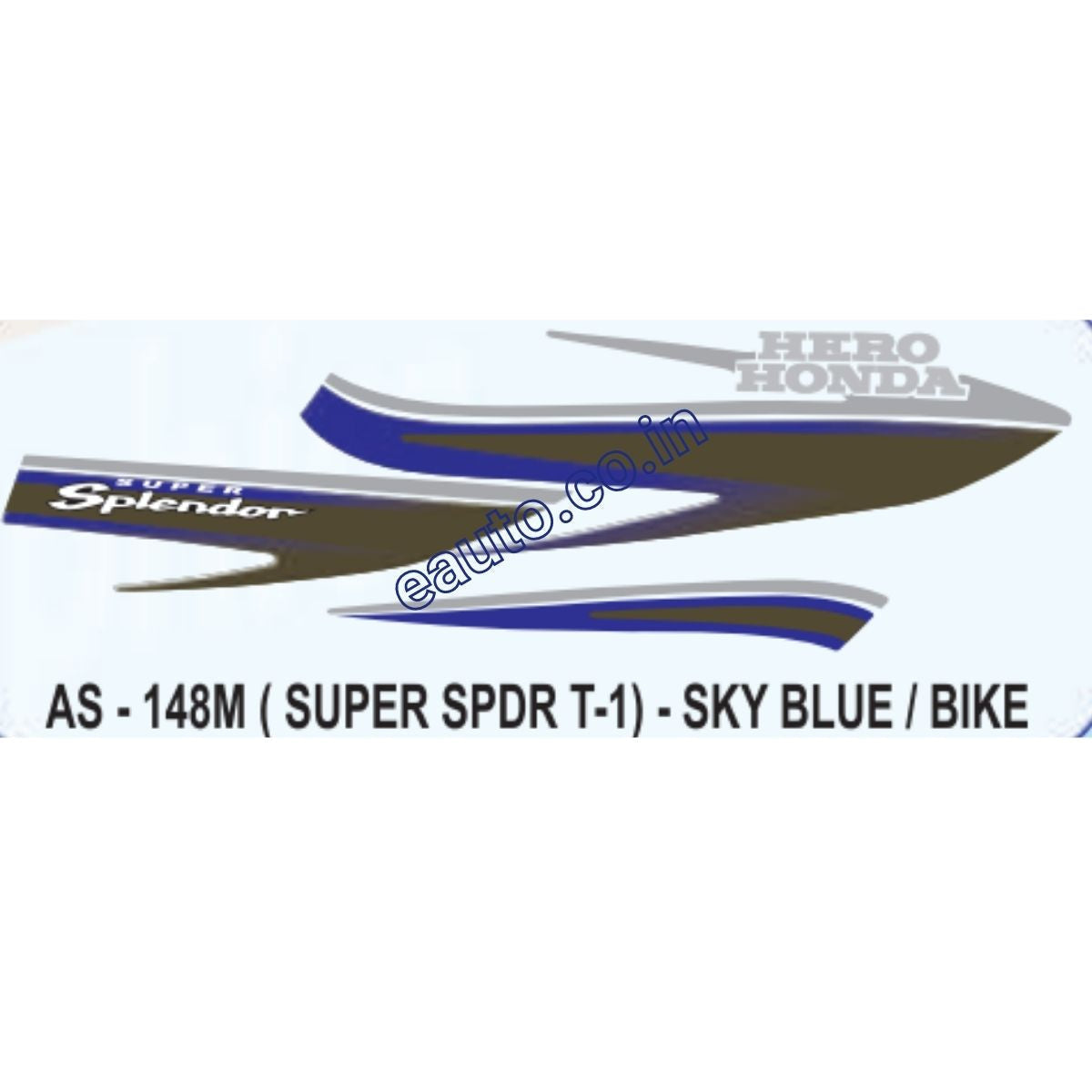Graphics Sticker Set for Hero Honda Super Splendor | Type 1 | Sky Blue