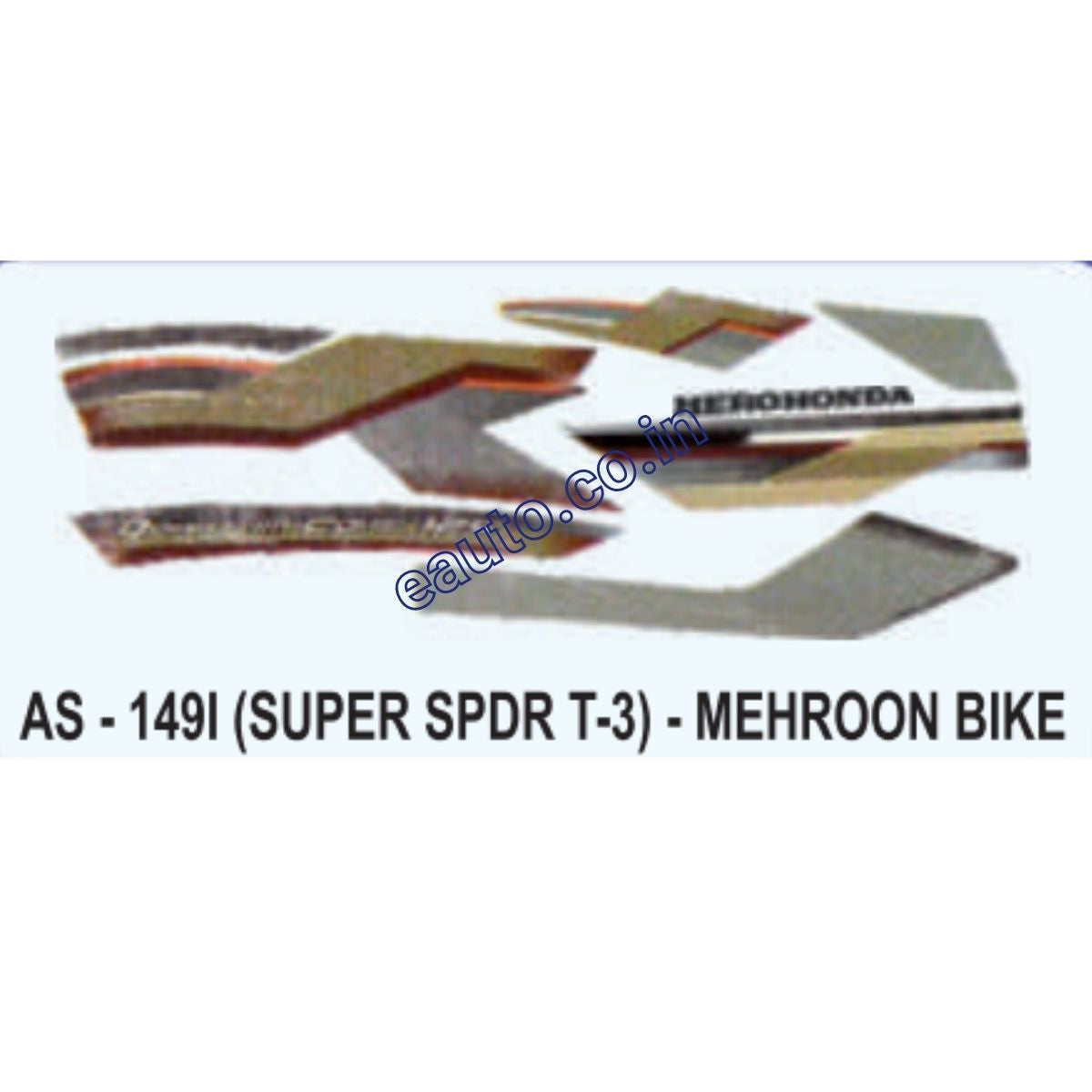 Graphics Sticker Set for Hero Honda Super Splendor | Type 3 | Mehroon