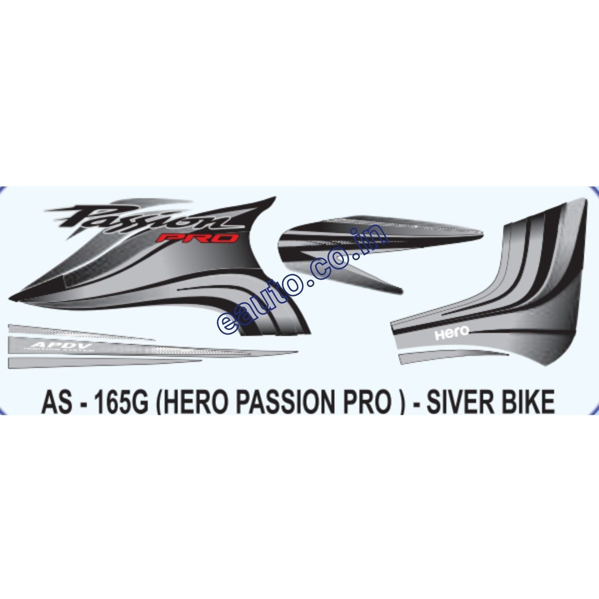Graphics Sticker Set for Hero Passion Pro | Silver Vehicle | Both Side