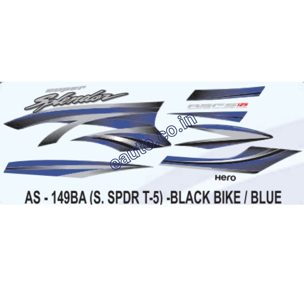 Graphics Sticker Set for Hero Super Splendor 125 | Type 5 | Black Vehi
