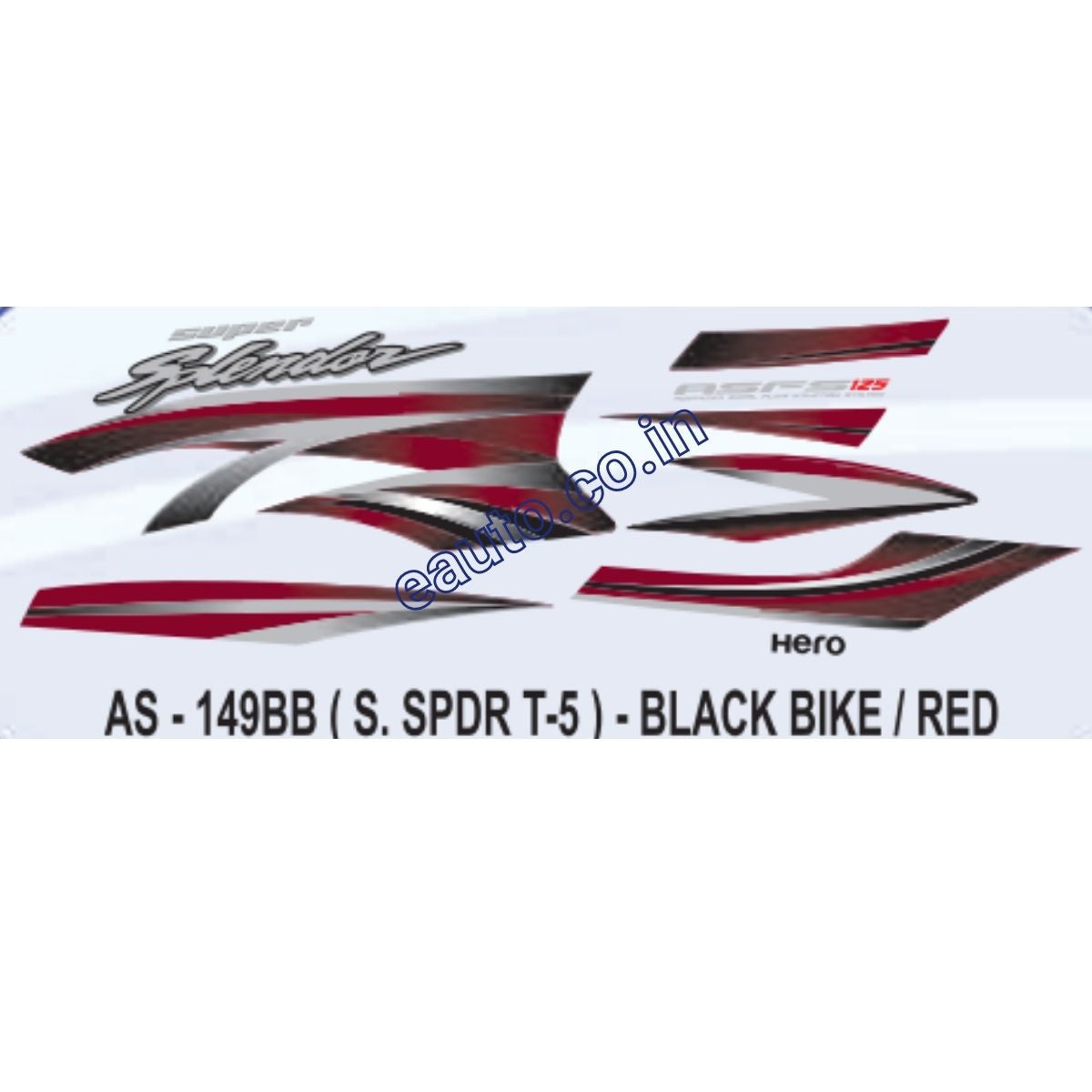 Graphics Sticker Set for Hero Super Splendor 125 | Type 5 | Black Vehi