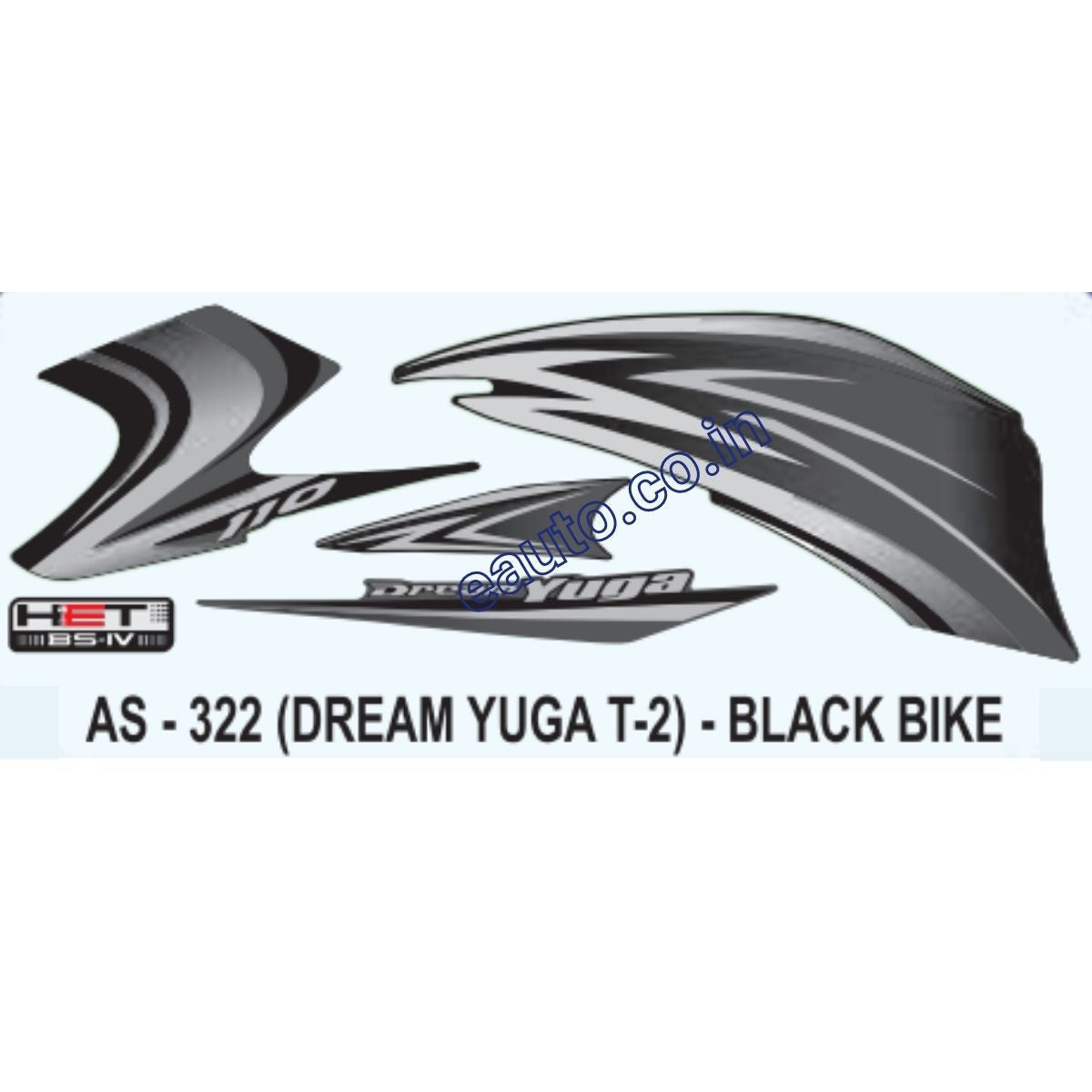 Graphics Sticker Set for Honda Dream Yuga 110 | HET BS4 Type 2 | Black