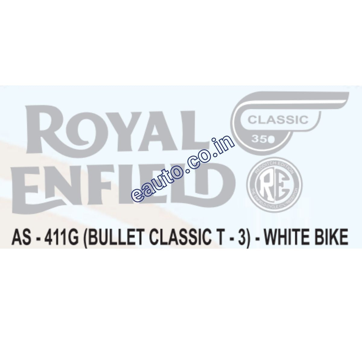 Graphics Sticker Set for Royal Enfield Bullet Classic | Type 3 | White
