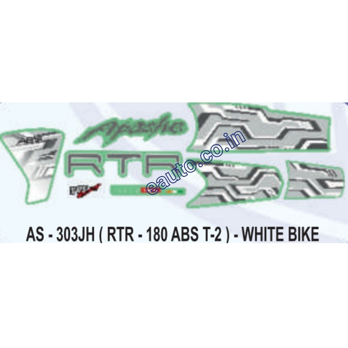 Graphics Sticker Set for TVS Apache RTR 180 | Type 2 | ABS | White Veh