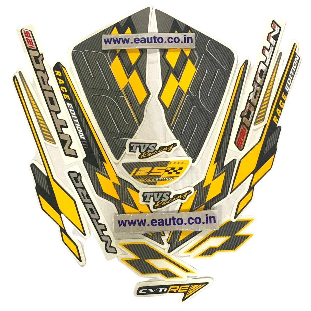Graphics Sticker Set for TVS NTORQ 125 | Black & Yellow | Vinyl Decal