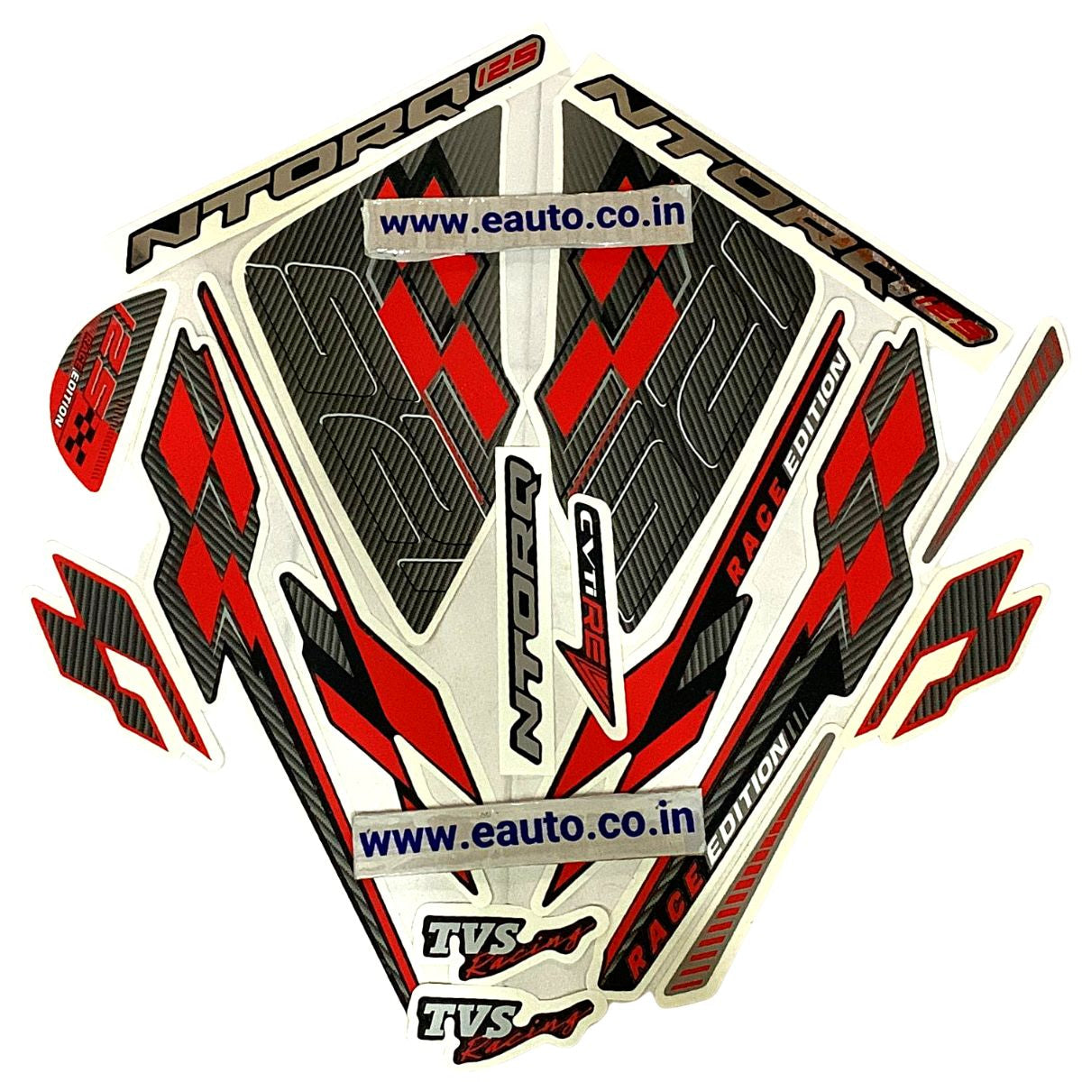 Graphics Sticker Set for TVS NTORQ 125 | Race Edition | Black & Red