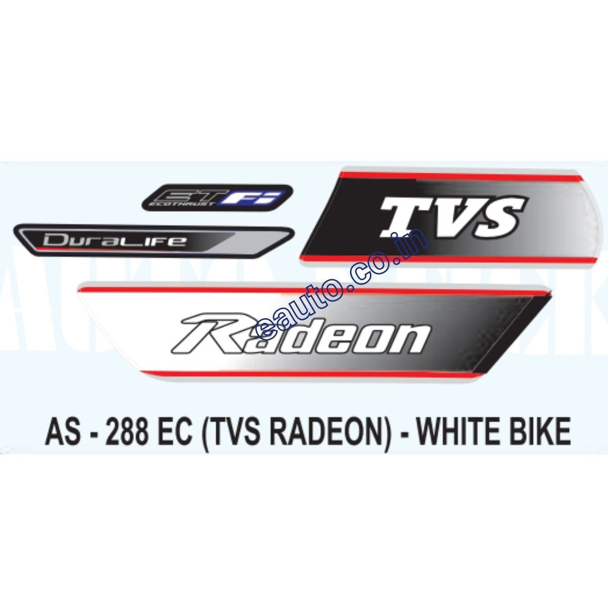 Graphics Sticker Set for TVS Radeon Fi | White Vehicle | Both Sides