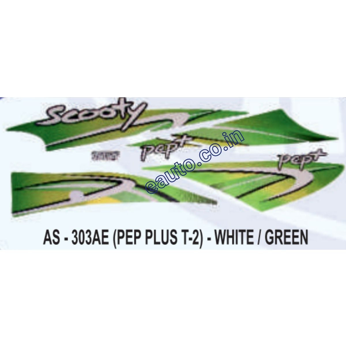 Graphics Sticker Set for TVS Scooty Pep Plus | Type 2 | White | Green