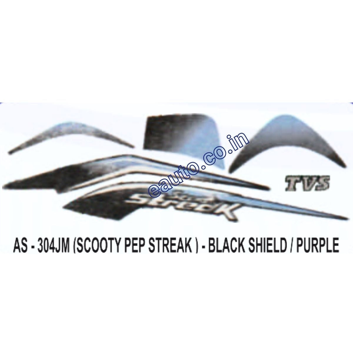 Graphics Sticker Set for TVS Scooty Pep Streak | Black & Purple Sticke