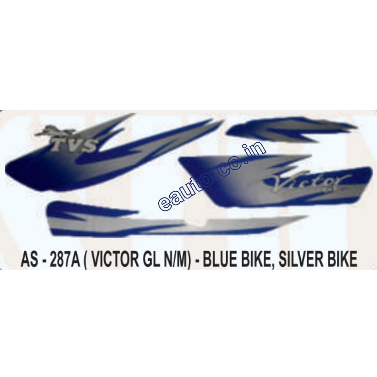 Graphics Sticker Set for TVS Victor GL | New Model | Blue & Silver Veh
