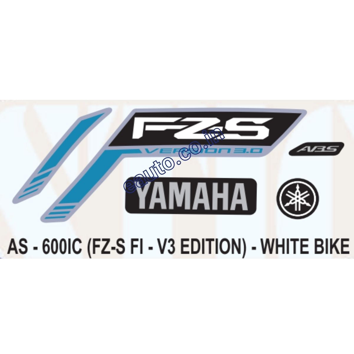 Graphics Sticker Set for Yamaha FZ-S FI V3 | White Vehicle | Both Side
